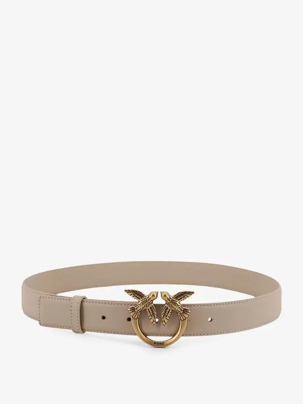 Pinko Berry Leather Belt - Beige