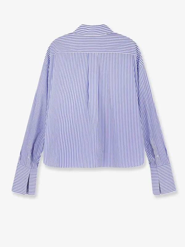 Celine Cropped Striped Cotton Shirt
