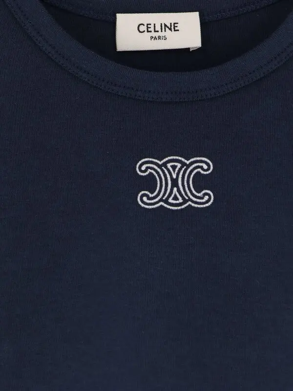 Celine Cotton Blend T-shirt With Triomphe Logo - Blue