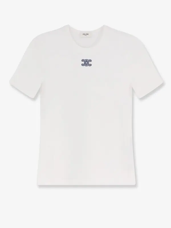 Celine Cotton Blend Tshirt With Triomphe Logo - White