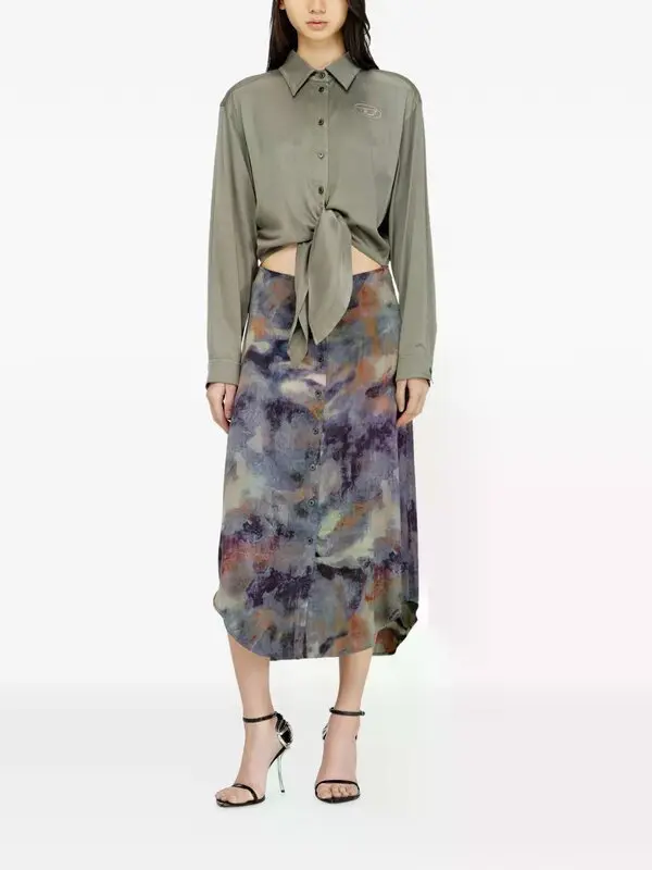 DIESEL® Elta Tie-front Midi Dress With Abstract Print