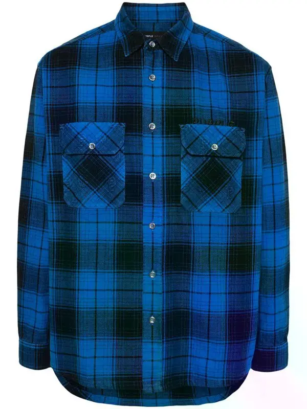PURPLE BRAND Plaid-check Flannel Shirt - Blue