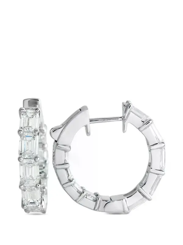 LB EXCLUSIVE 18k White Gold Diamond Hoop Earrings - Silver