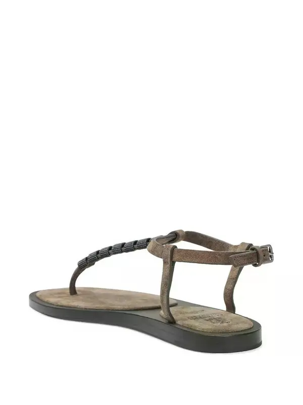 Brunello Cucinelli Beaded-strap Sandals - Brown