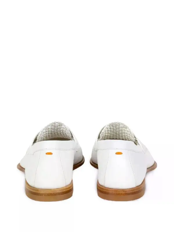 Santoni Leather Loafers With Woven Detail - White