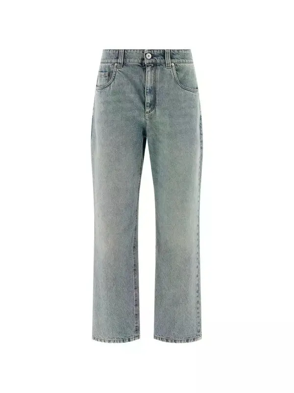 Brunello Cucinelli High-waist Cotton Straight Leg Jeans - Blue