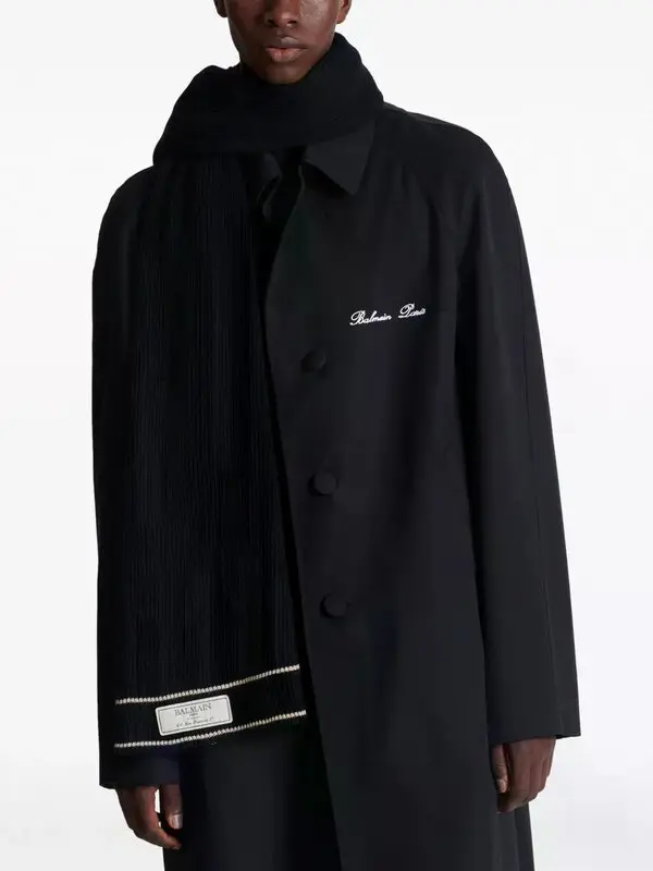 Balmain Label-patch Merino-wool Scarf