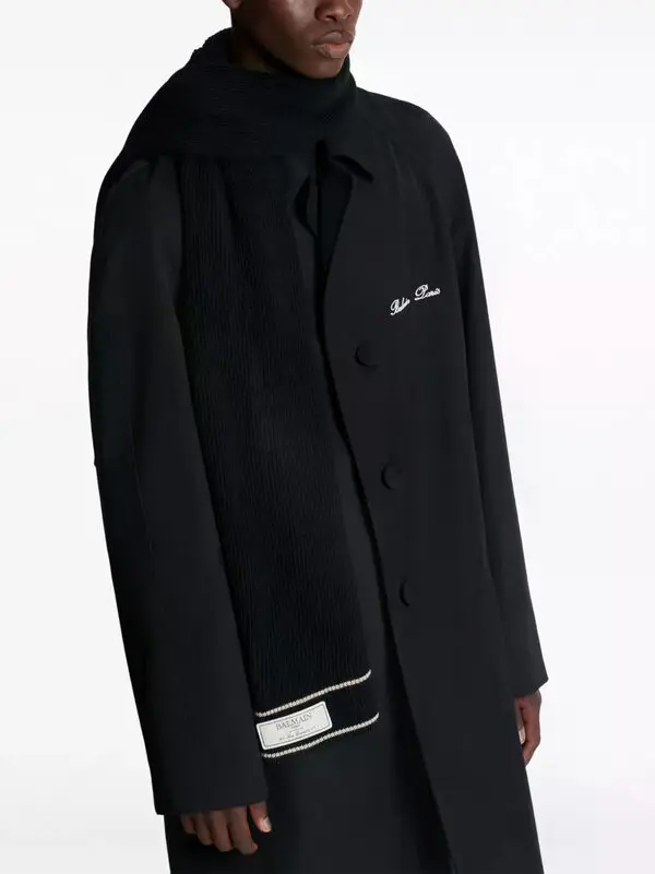 Balmain Label-patch Merino-wool Scarf