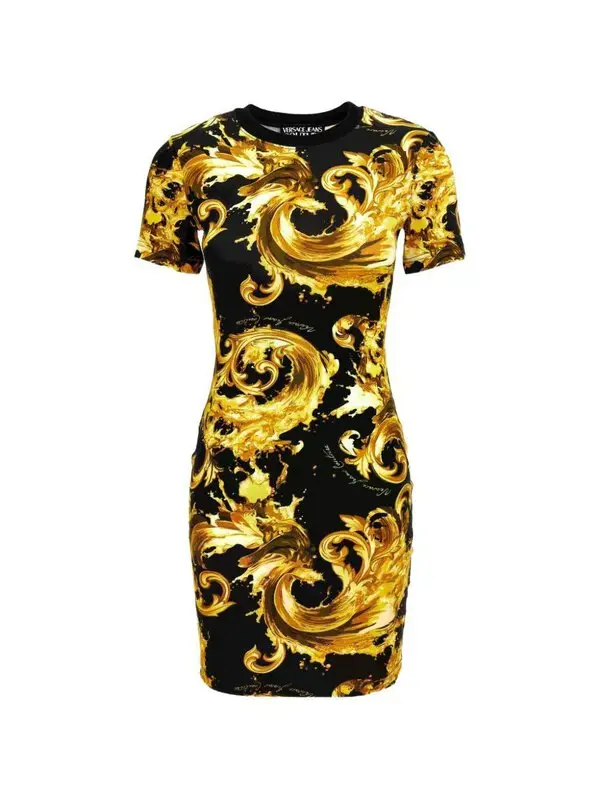 Versace Baroque-print Mini Dress - Black