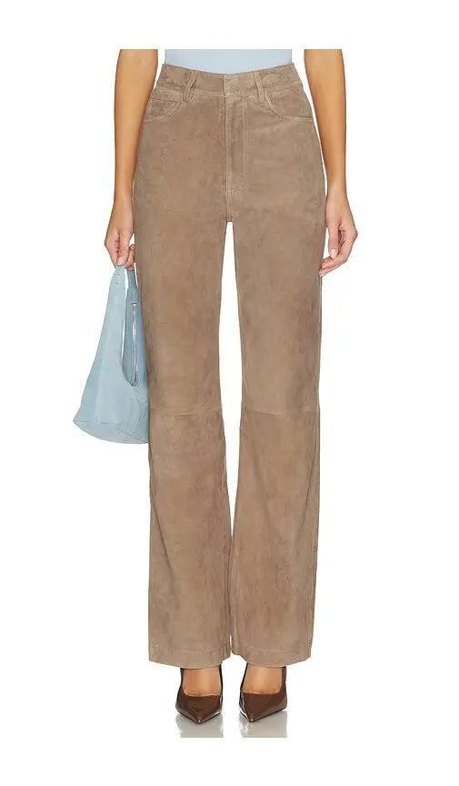 ROTATE BY BIRGER CHRISTENSEN Straight Suede Pants In Brown - Morel