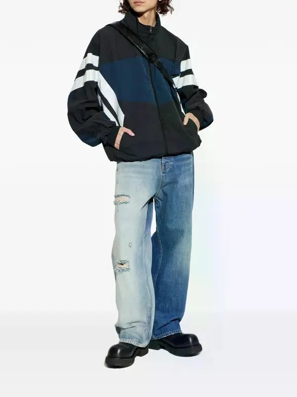Vetements Colour-block Zip-up Jacket With Striped Sleeves