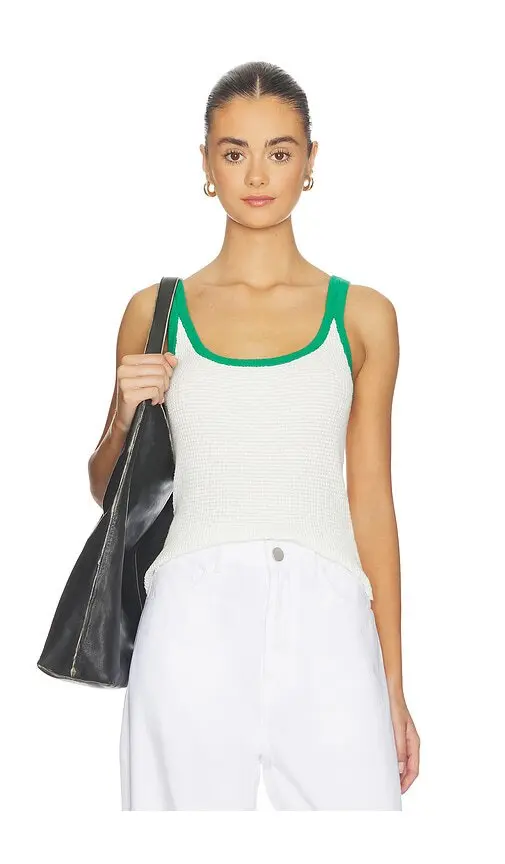 Simkhai Rayne Knit Tank Top In White - Ivory Multi