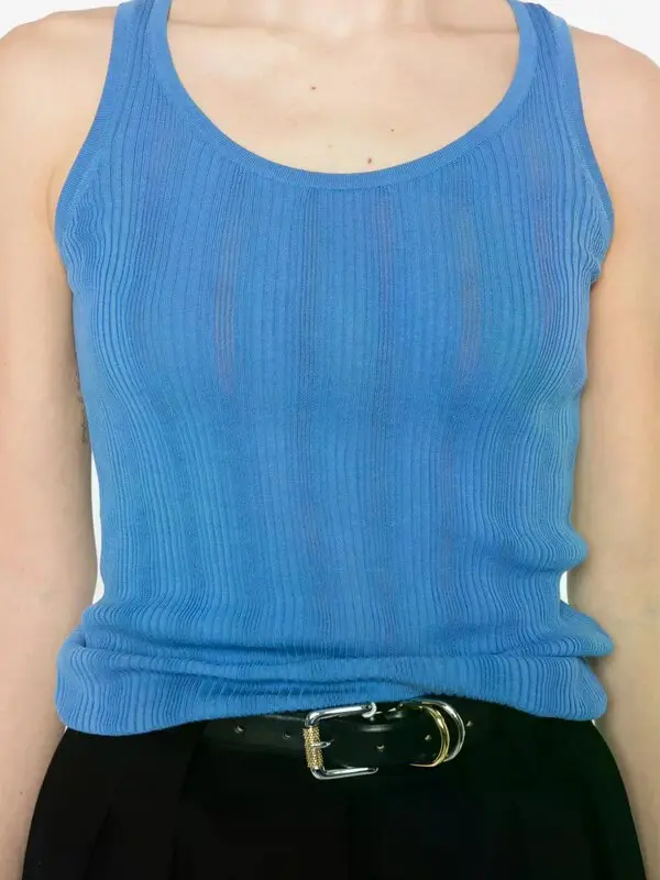 Eric Bompard Ribbed Tank Top - Blue