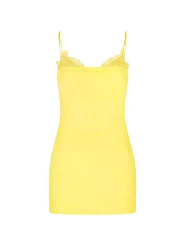 David Koma Lace Trim-detail Mini Dress - Yellow