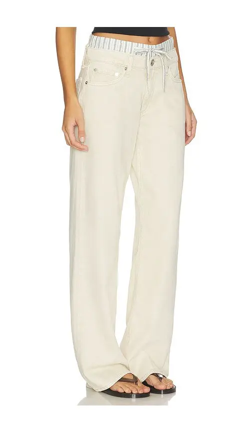 Rag & Bone Featherweight Cam Low Rise Full Boxer Straight Jeans - Sandstripe