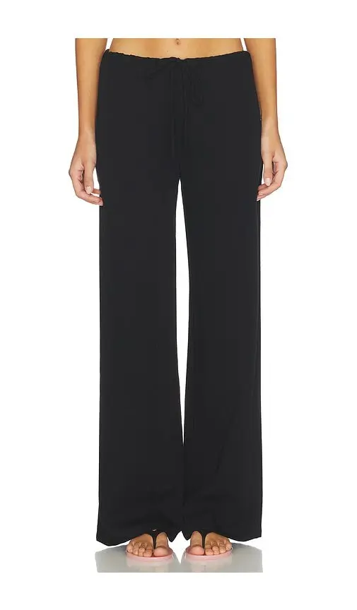 EB DENIM Wren Loose Pull On Pant In Black - Black Linen