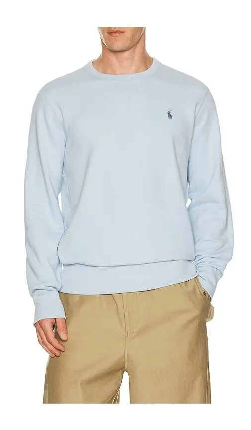 Polo Ralph Lauren Long Sleeve Rl Fleece Crewneck Sweatshirt In Baby Blue - Southport Blue