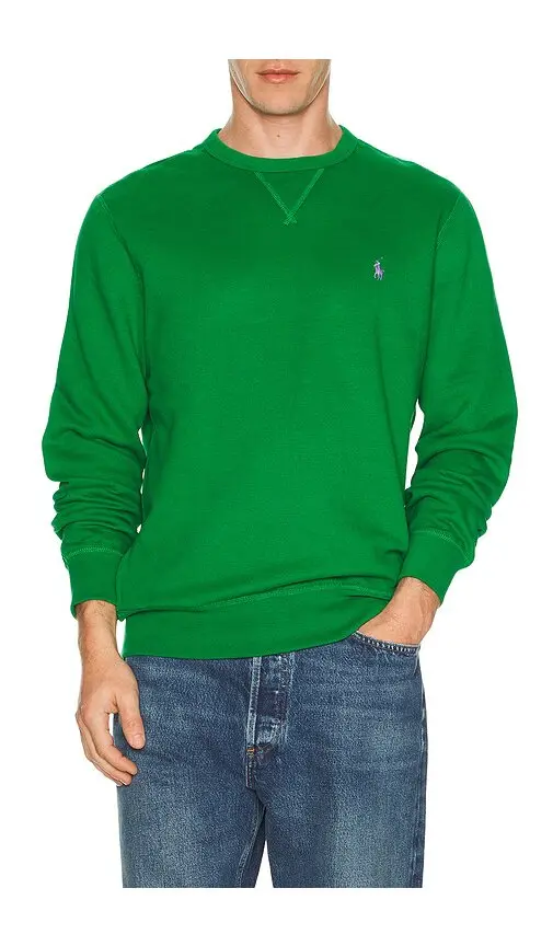 Polo Ralph Lauren Long Sleeve Rl Fleece Crewneck Sweatshirt In Green - Cruise Green