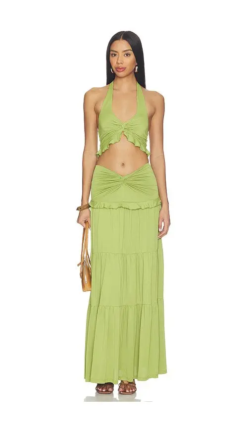 MORE TO COME Noelle Maxi Skirt Set In Green - Pear Green