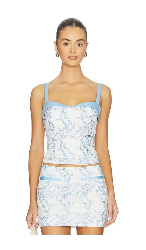 Majorelle Olenna Top In White,baby Blue - White & Blue