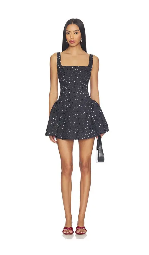 MORE TO COME Belina Mini Dress In Black,white - Black & White Dot