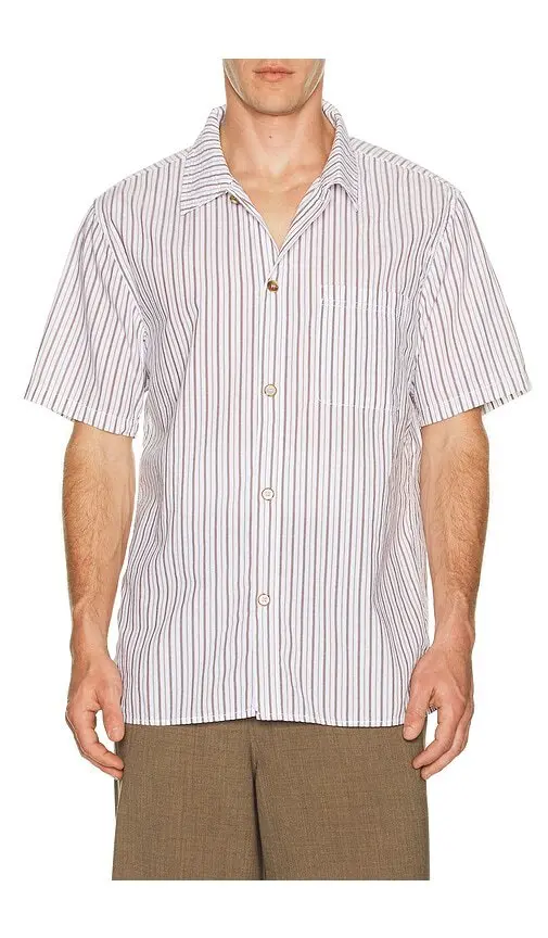 RHYTHM Seersucker Stripe Shirt In White
