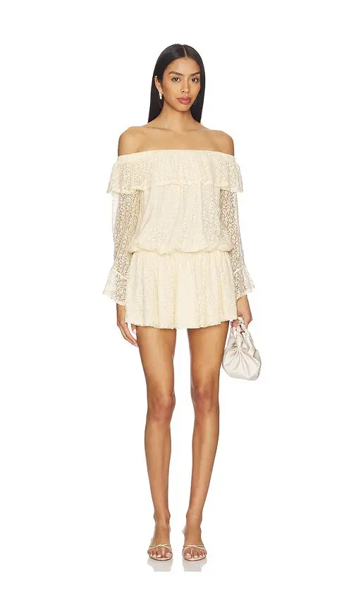 MORE TO COME Libbie Off Shoulder Mini Dress - Cream