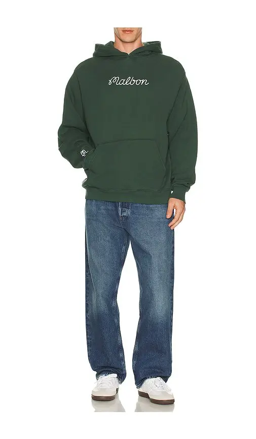 MALBON Logo Detail Cotton Hoodie - Forest