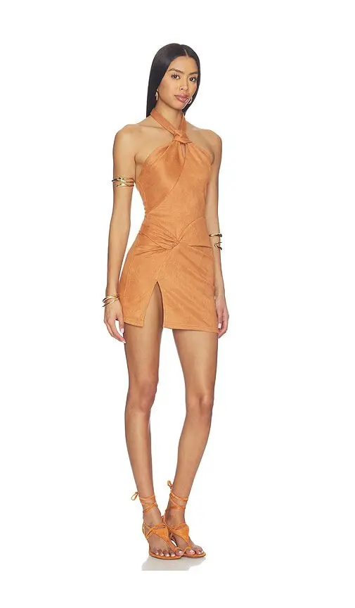 MORE TO COME Lureilla Halter Mini Dress - Brown