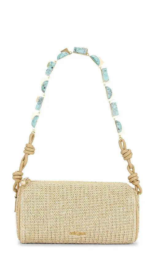 Cult Gaia Zozina Shoulder Bag In Tan,teal - Ibiza Turquoise