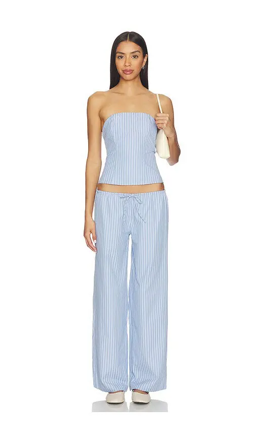 MORE TO COME Strapless Striped Top