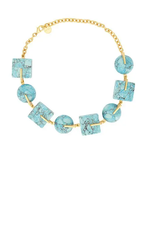 Cult Gaia Laguna Choker Necklace In Teal,metallic Gold - Ibiza Turquoise Ibiza Turquoise