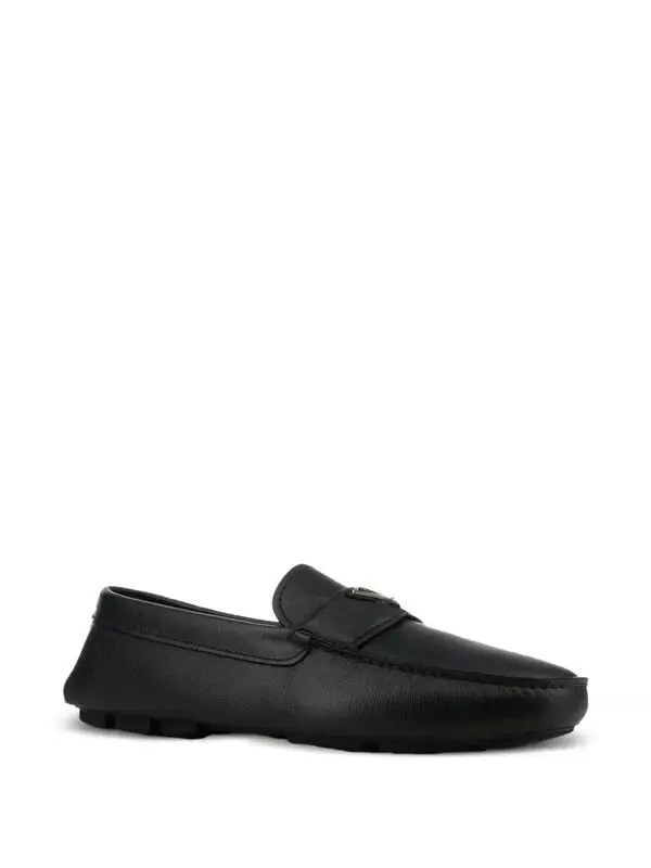 Prada Logo Leather Loafers
