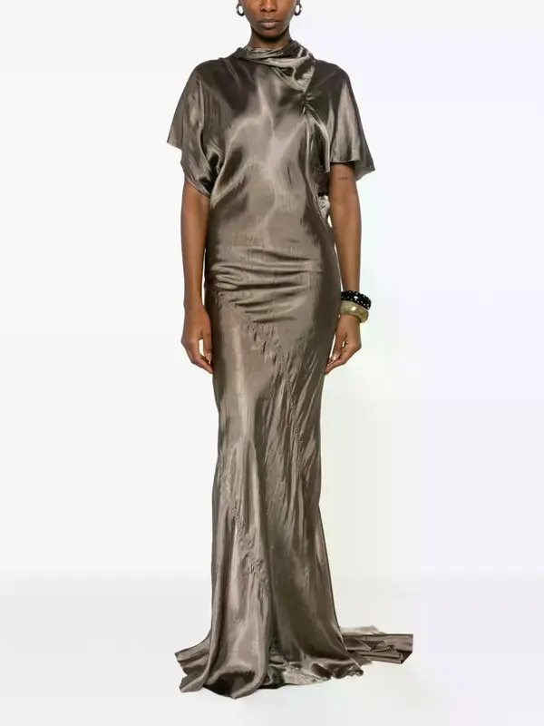 Rick Owens Short-sleeve Draped Maxi Dress - Brown