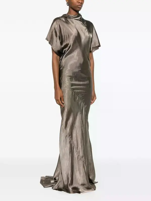 Rick Owens Short-sleeve Draped Maxi Dress - Brown