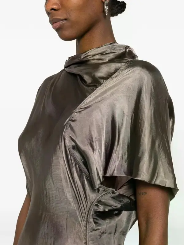 Rick Owens Short-sleeve Draped Maxi Dress - Brown