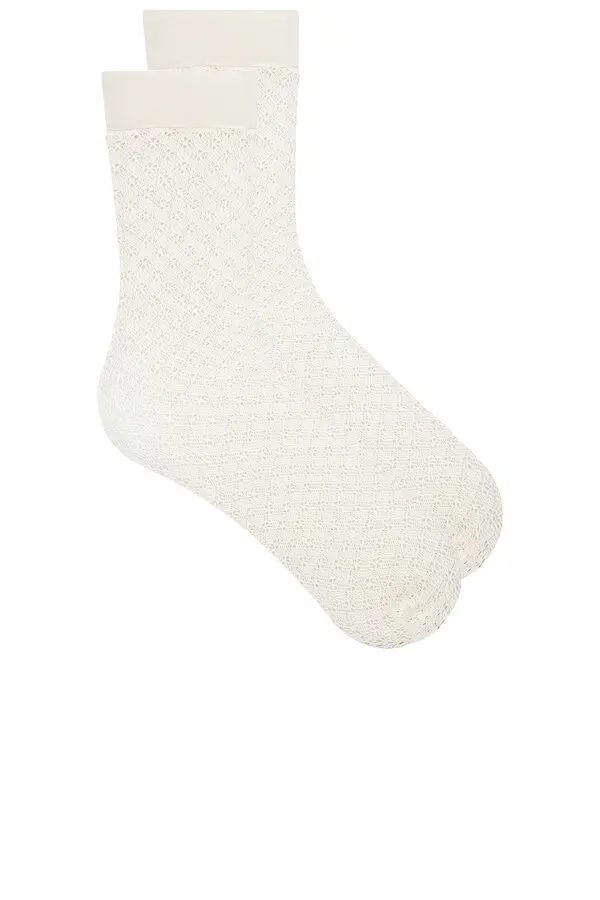 Wolford Blossom Net Knee High Socks - Buttercream
