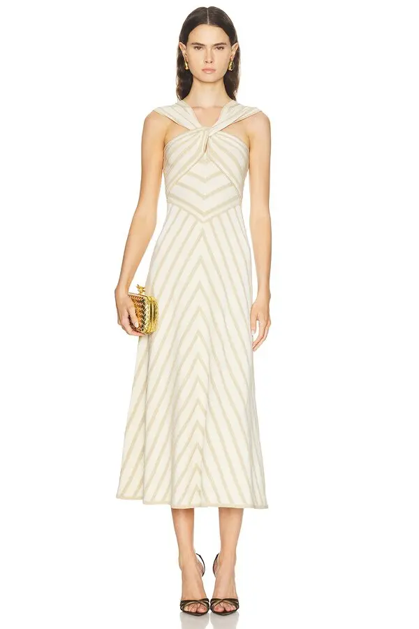 Zimmermann Luna Metallic Halter Dress