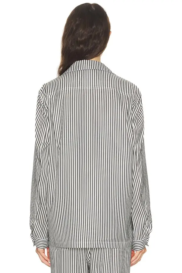 TOM FORD Striped Silk Pyjama Shirt In Black,white