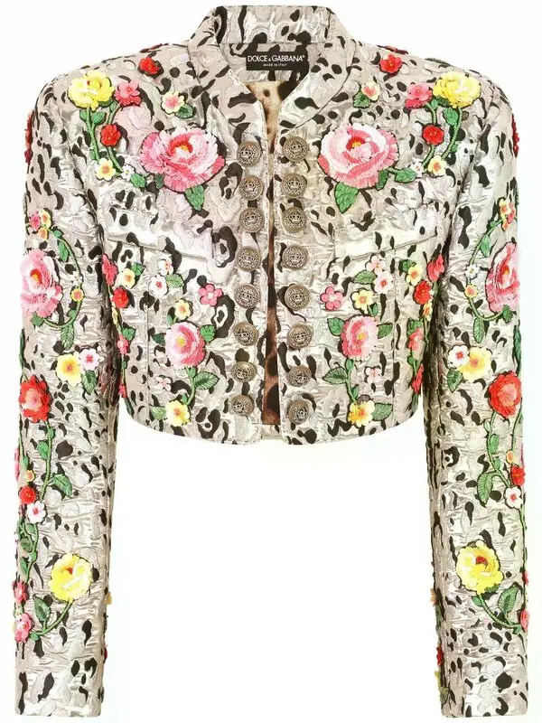 Dolce & Gabbana Embroidered Jacquard Jacket - Neutrals