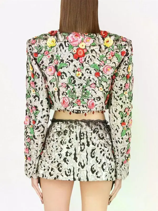 Dolce & Gabbana Embroidered Jacquard Cropped Jacket