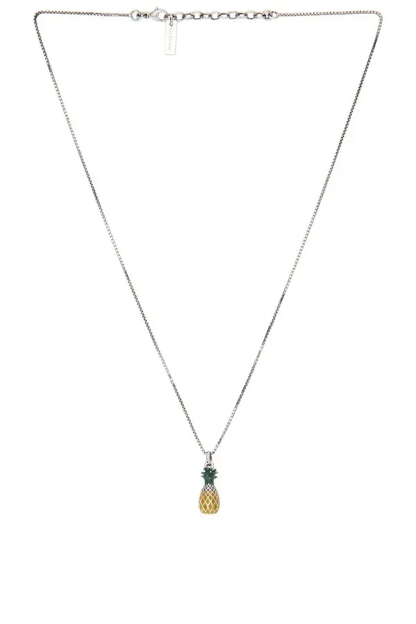 Saint Laurent Pineapple Pendant Necklace - Argent Oxyde  Vert  & Ja