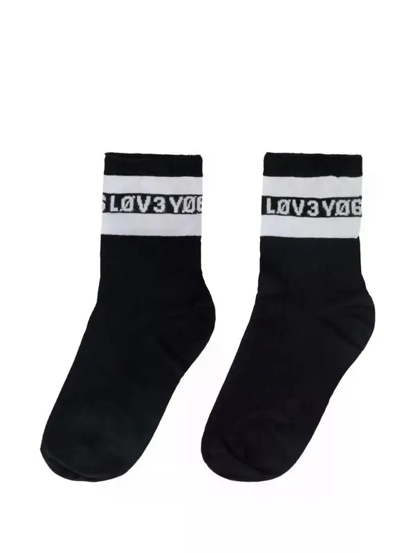 Red Valentino Striped Crew Socks