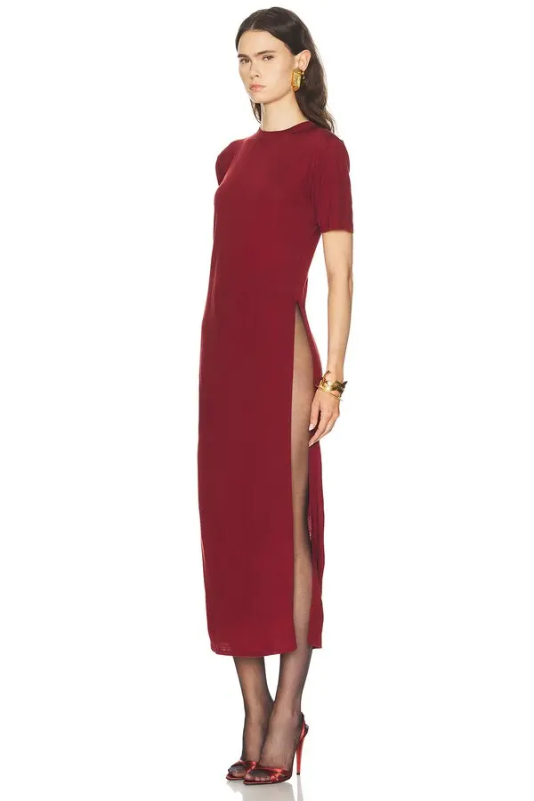 Saint Laurent Short Sleeve Maxi Dress - Rouille