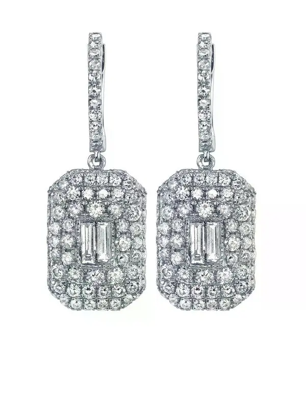 Shay 18kt White Gold Diamond Drop Earrings - Silver