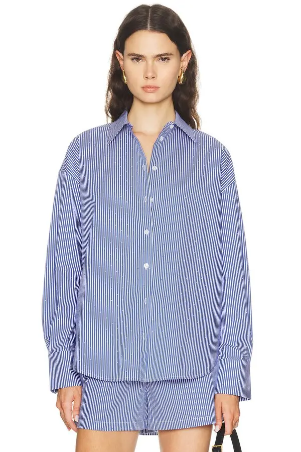 SANS FAFF Cannes Shirt In Blue - Diamond Blue Stripes