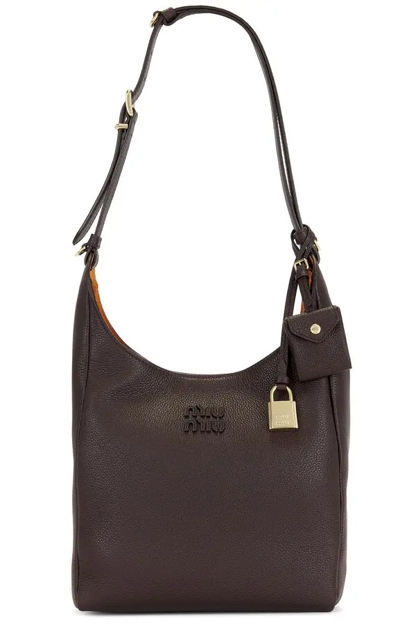 Miu Miu Vitello Phenix Shoulder Bag In Brown - Moro & Papaya