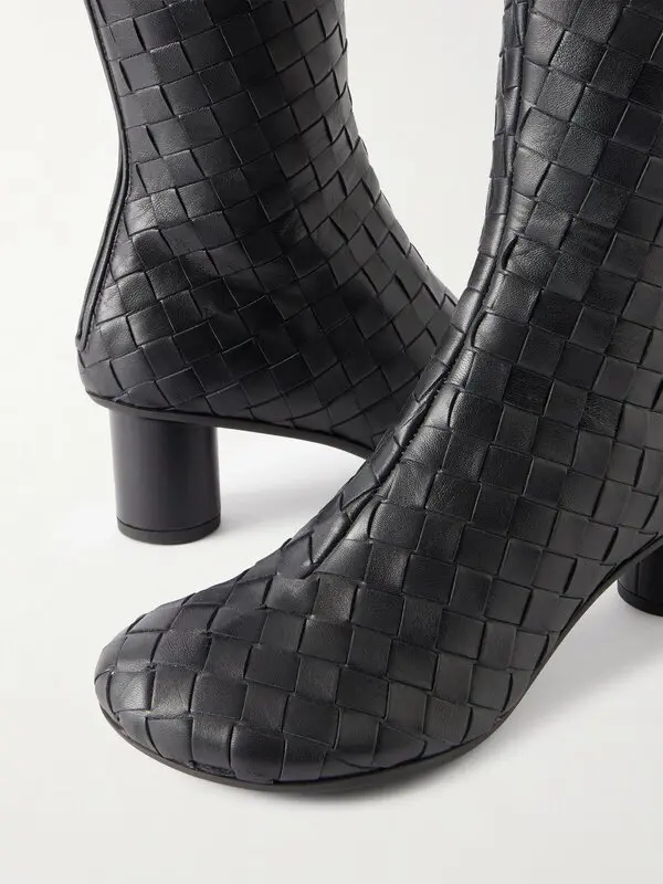 Bottega Veneta Atomic Intrecciato Leather Knee Boots - Black