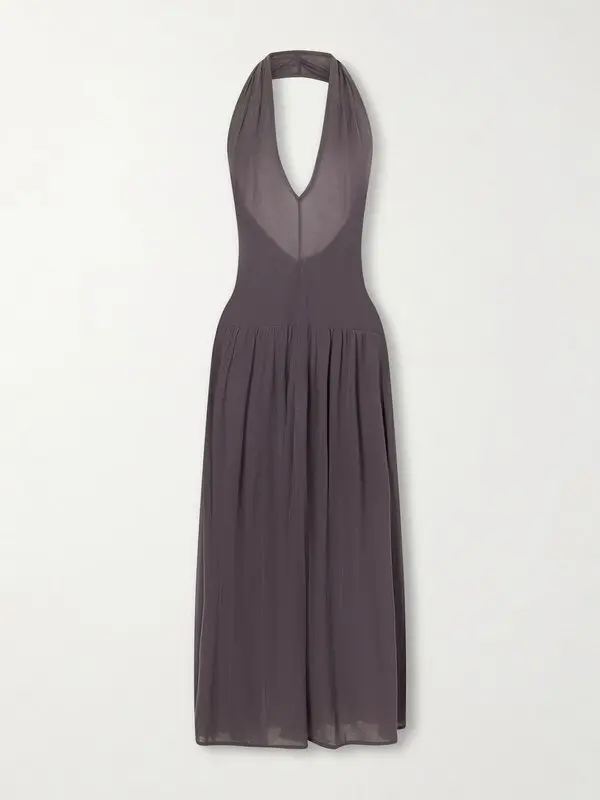 ST. AGNI Tencel™ Lyocell Halterneck Midi Dress - Gray