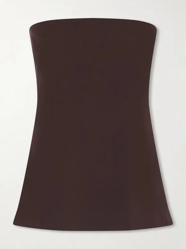 ST. AGNI Strapless Open-back Cotton-blend Top